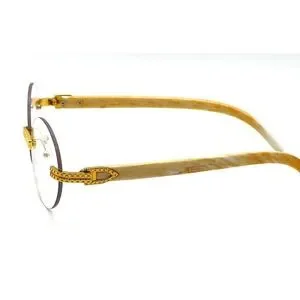 Accessories | Rimless Round Glasses Gold Accents Marble Wood Grain Arm ...